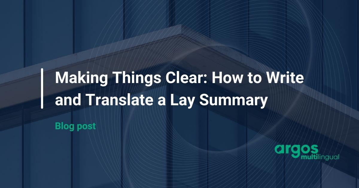 Making Things Clear: How to Write and Translate a Lay Summary | Argos ...