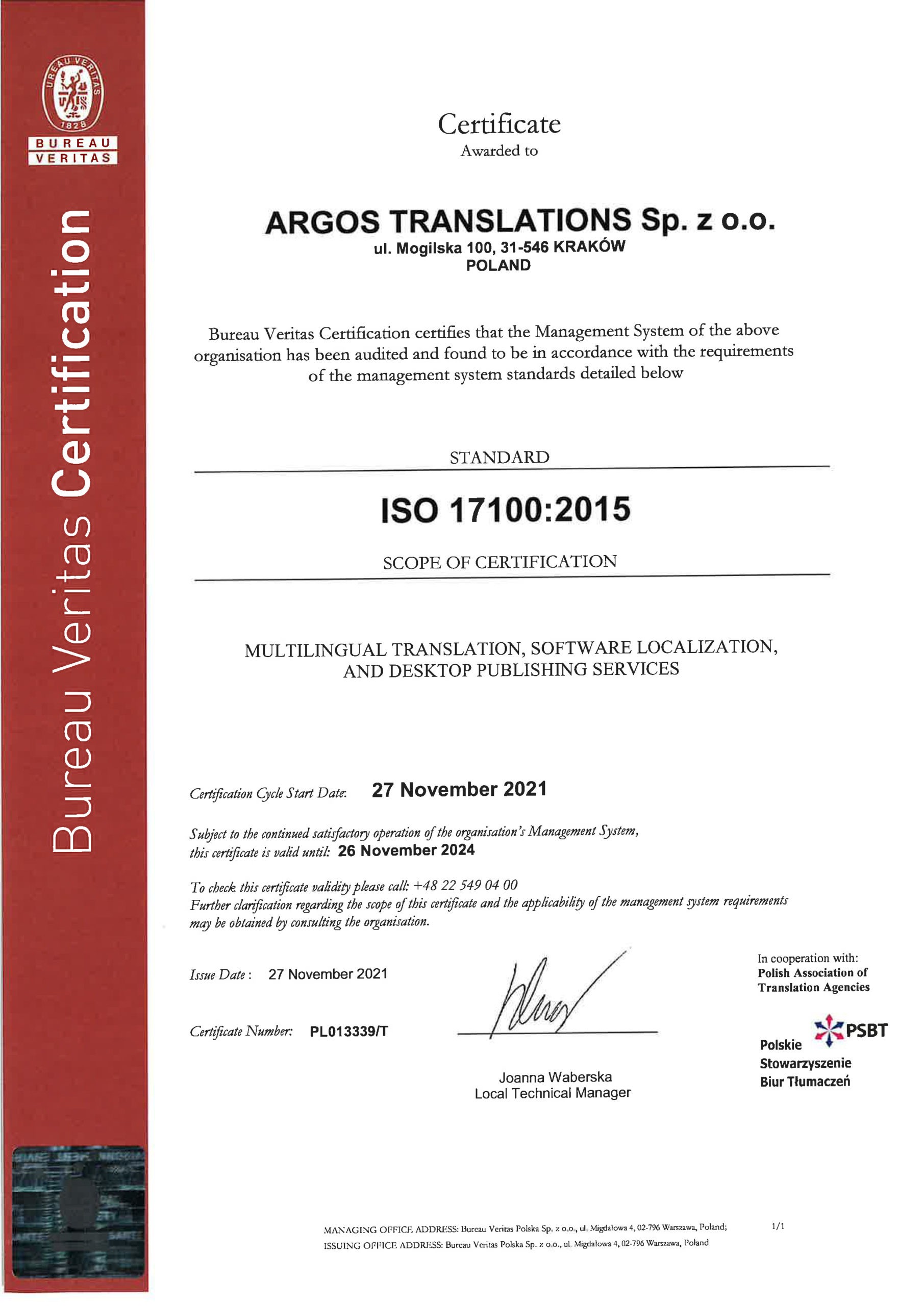 ISO Certified Translation Services