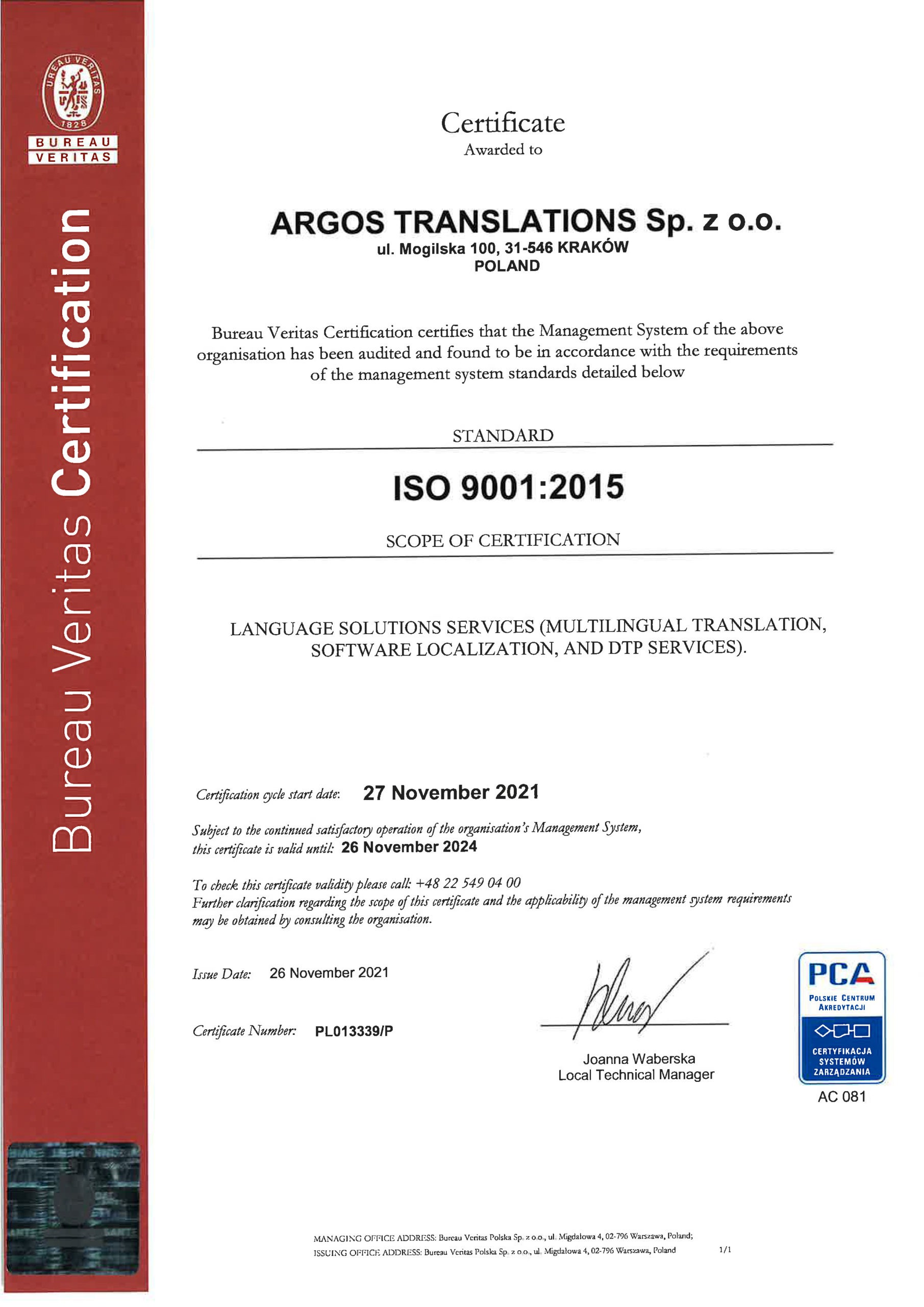 ISO Certified Translation Services